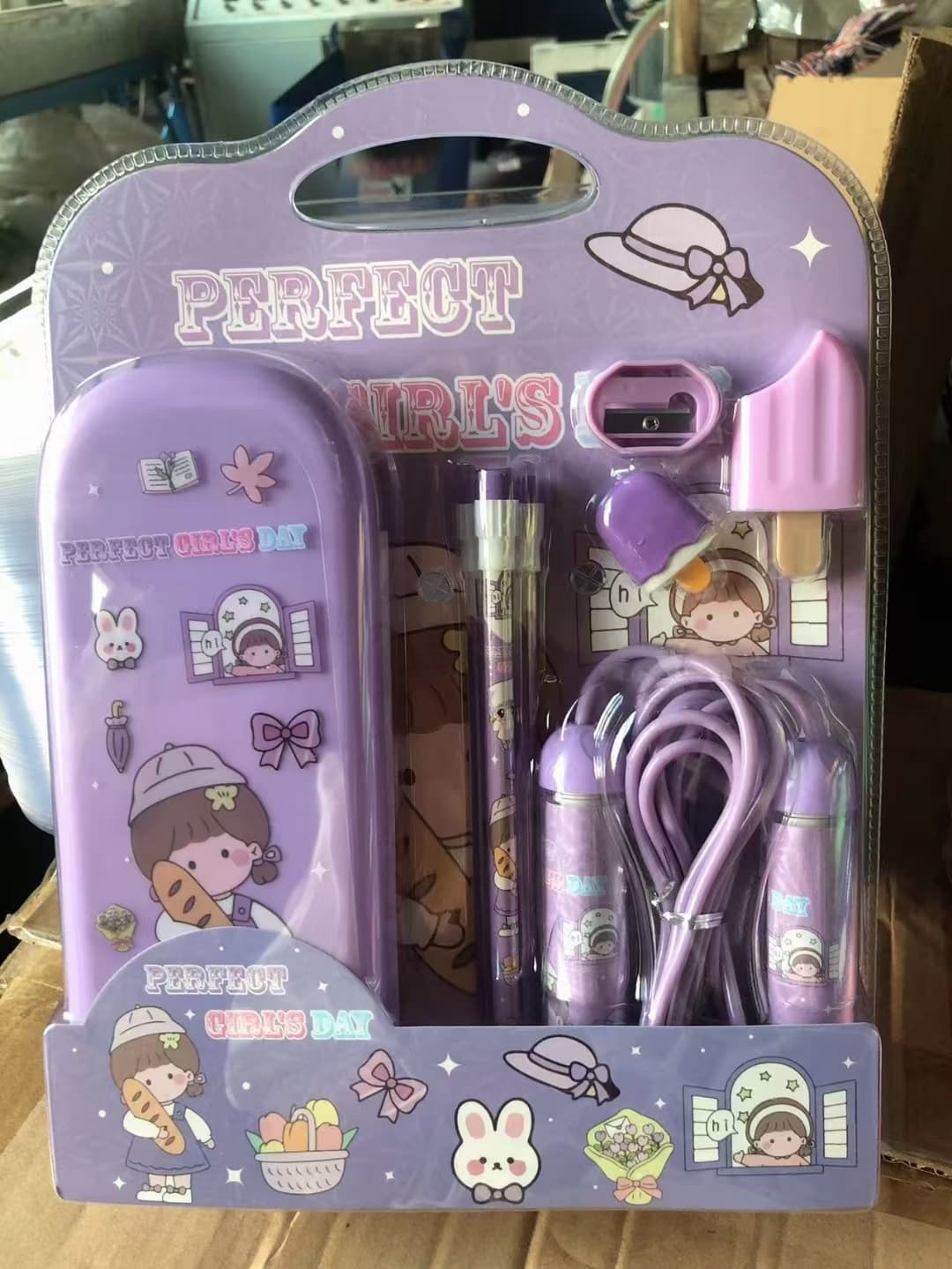 Stationery Set for Girls with pencil,eraser,sharpener,ruler,notebook
